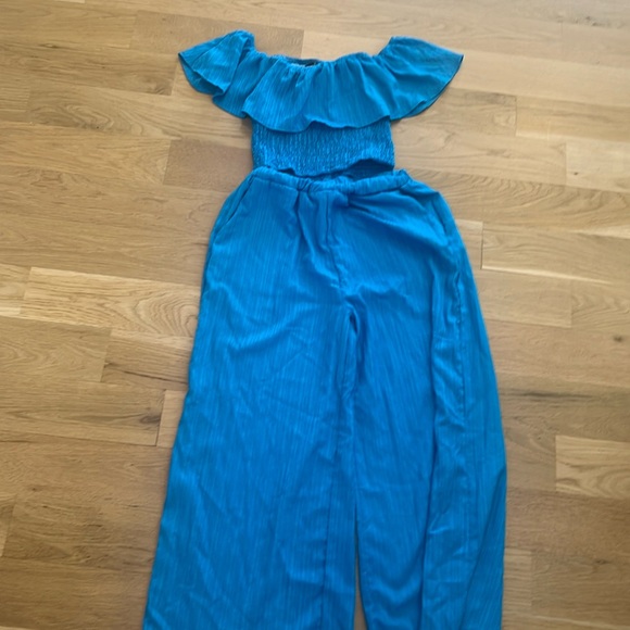 SHEIN | Pants & Jumpsuits | Bright Blue Two Piece Pant Suit Size Large ...